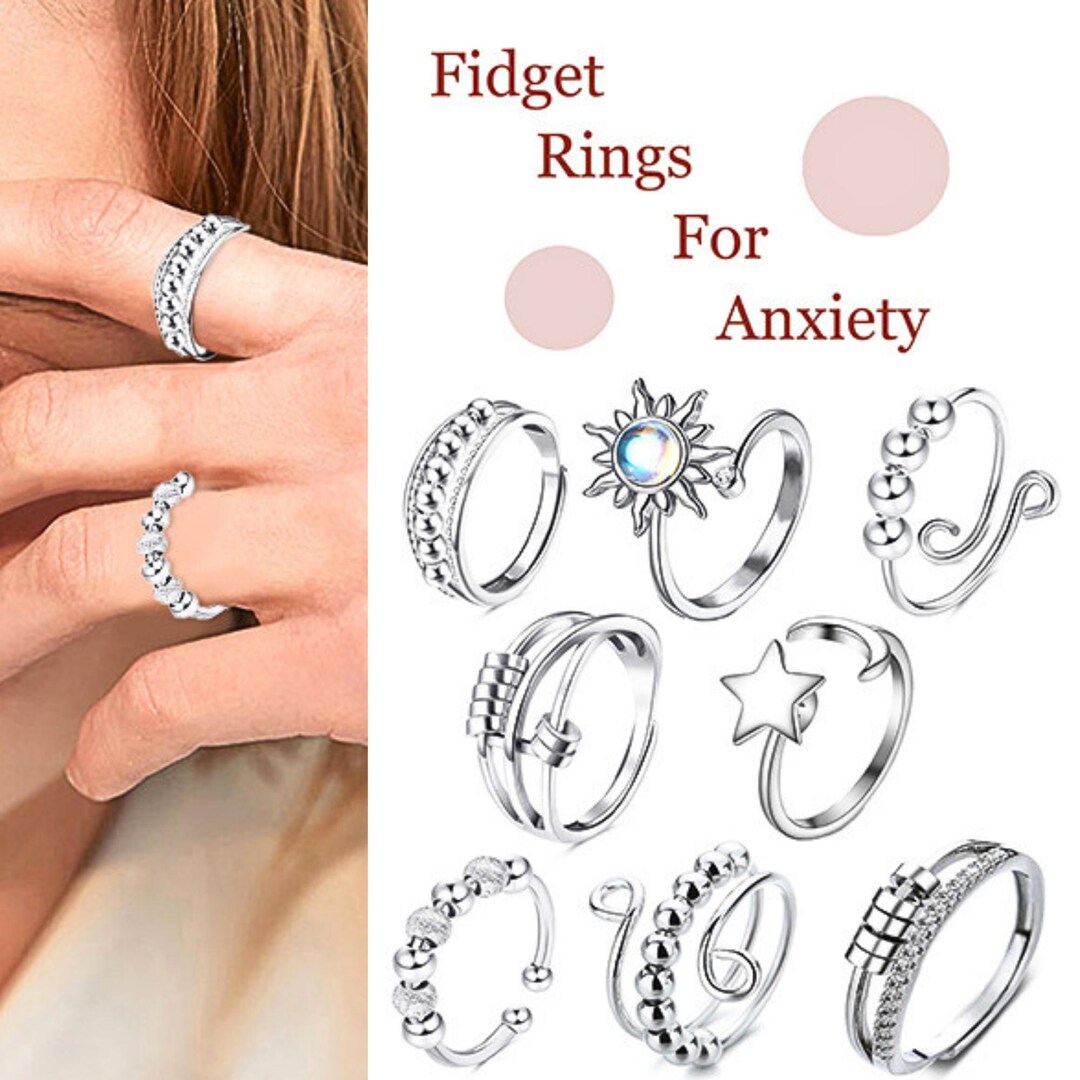 Anxiety Fidget Ring Worry Ring Anxiety Bead Ring Meditation Ring ...