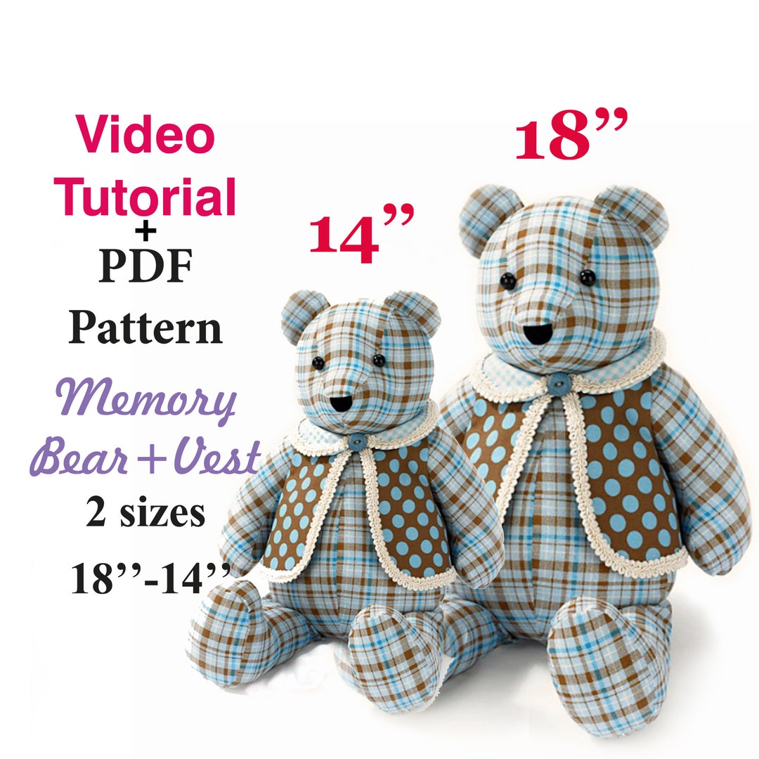 Memory Bear Two Patterns Video Tutorial Easy Pattern PDF Pattern Sewing ...