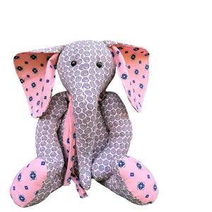 Memory Elephant Sewing Pattern and Tutorial DIY Stuffed Elephant Keepsake Memory Toy PDF Pattern ...