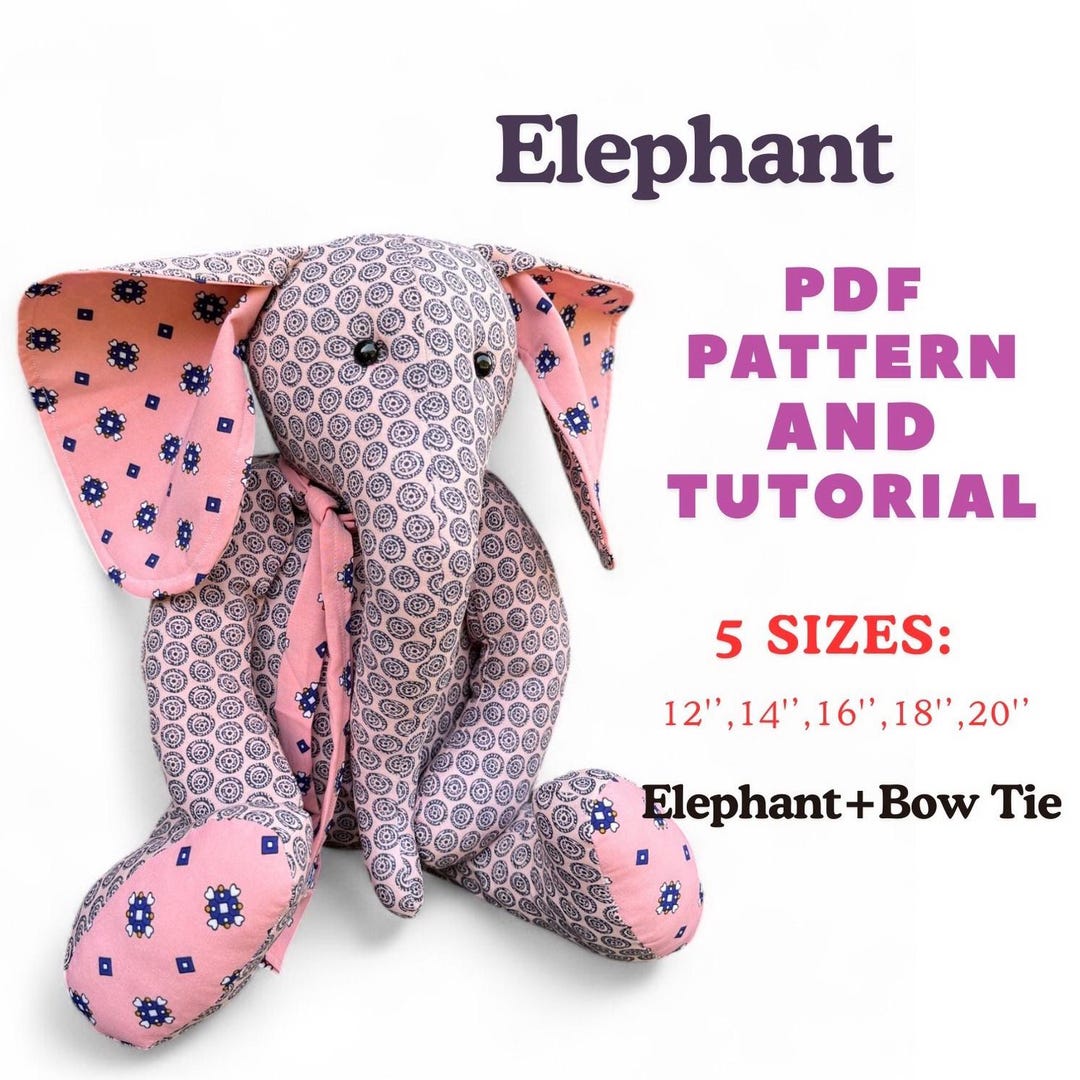 Memory Elephant Sewing Pattern and Tutorial DIY Stuffed Elephant ...
