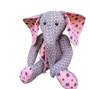 Memory Elephant Sewing Pattern and Tutorial DIY Stuffed Elephant Keepsake Memory Toy PDF Pattern ...