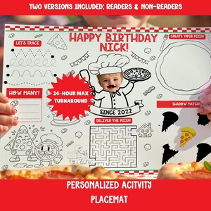 Slice of Fun Birthday Activity Placemat | Pizza Party Placemat ...