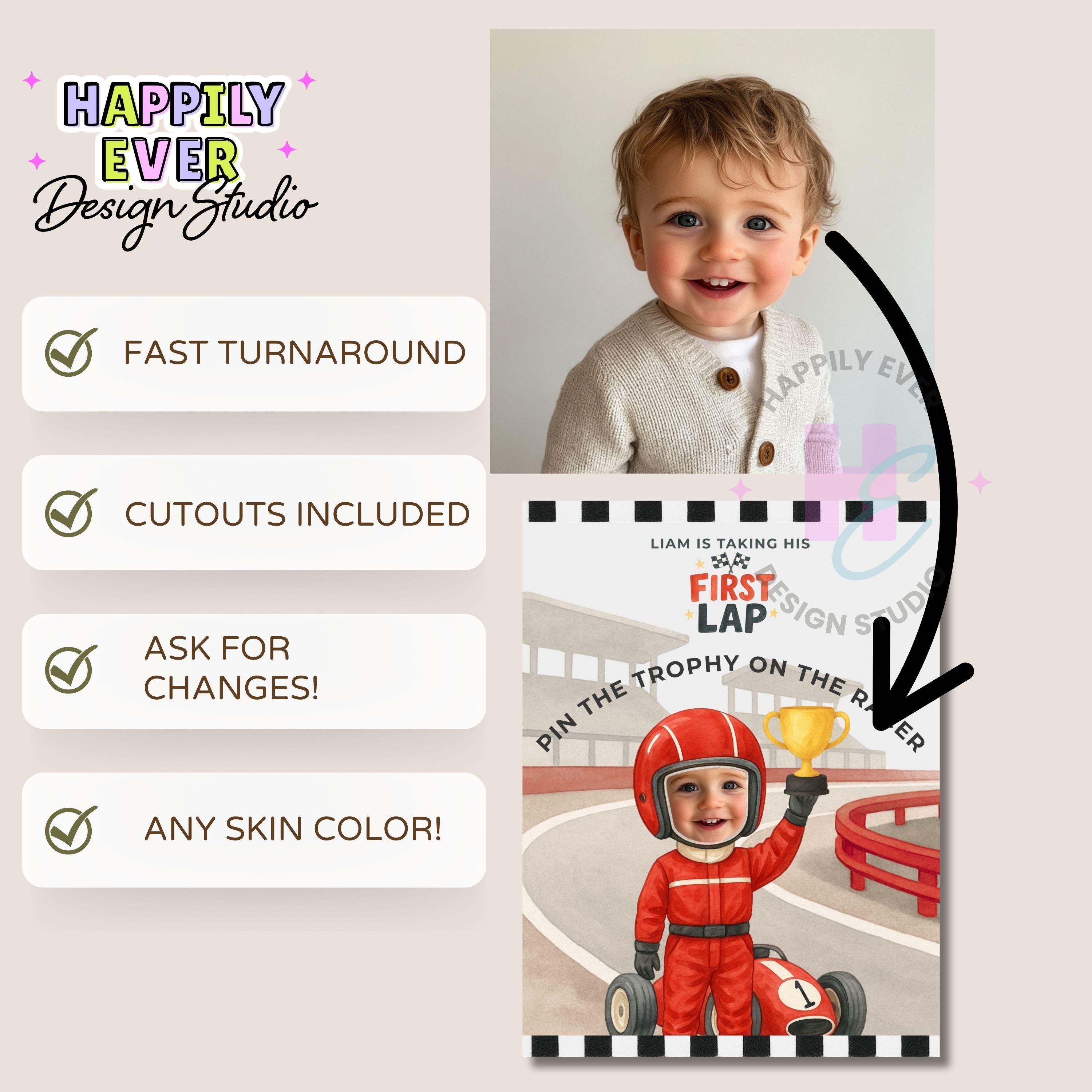 First Lap 1st Birthday , Race Car Party Personalized Photo Printable ...