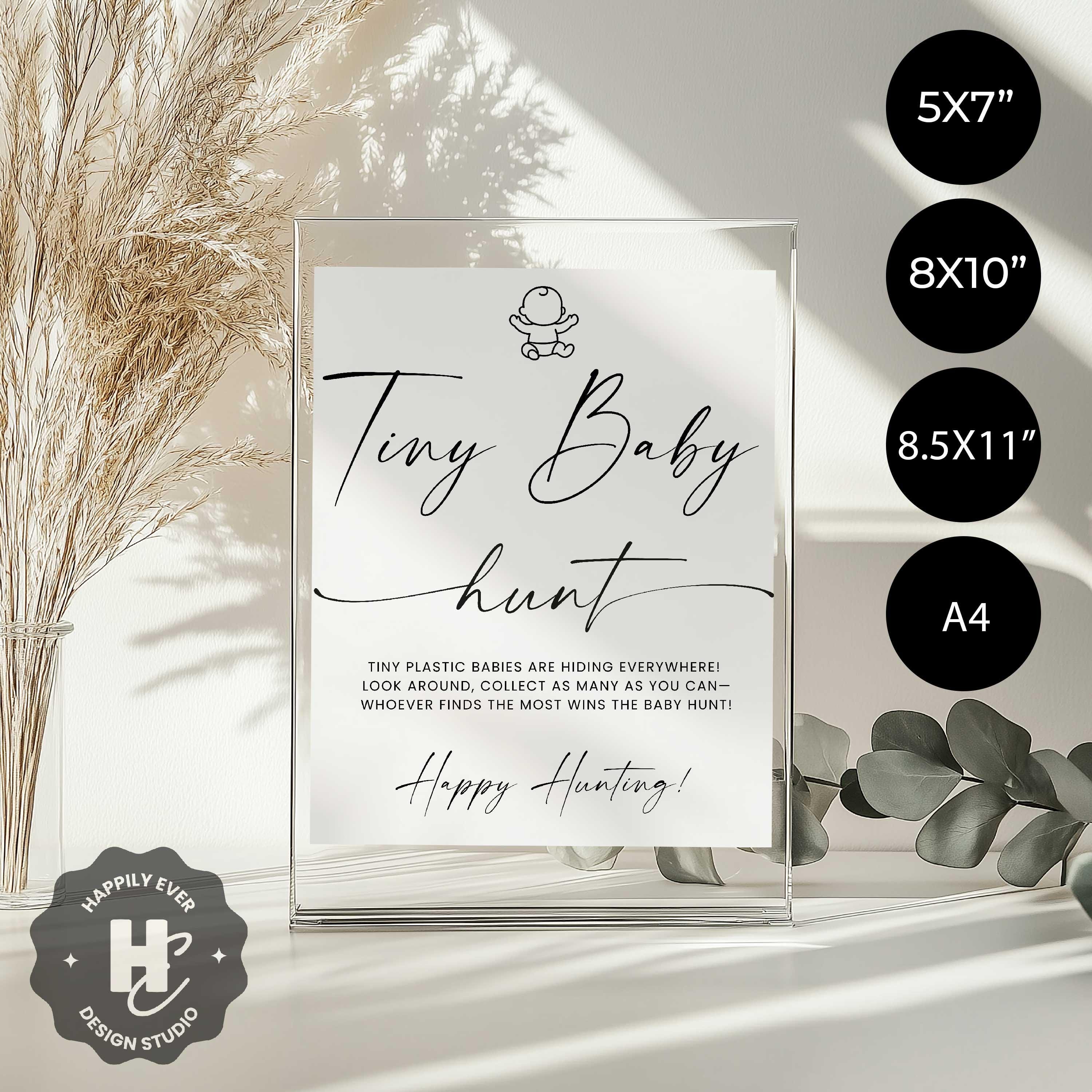 Tiny Baby Hunt Baby Shower Game Sign, Find the Babies Game, Minimalist ...