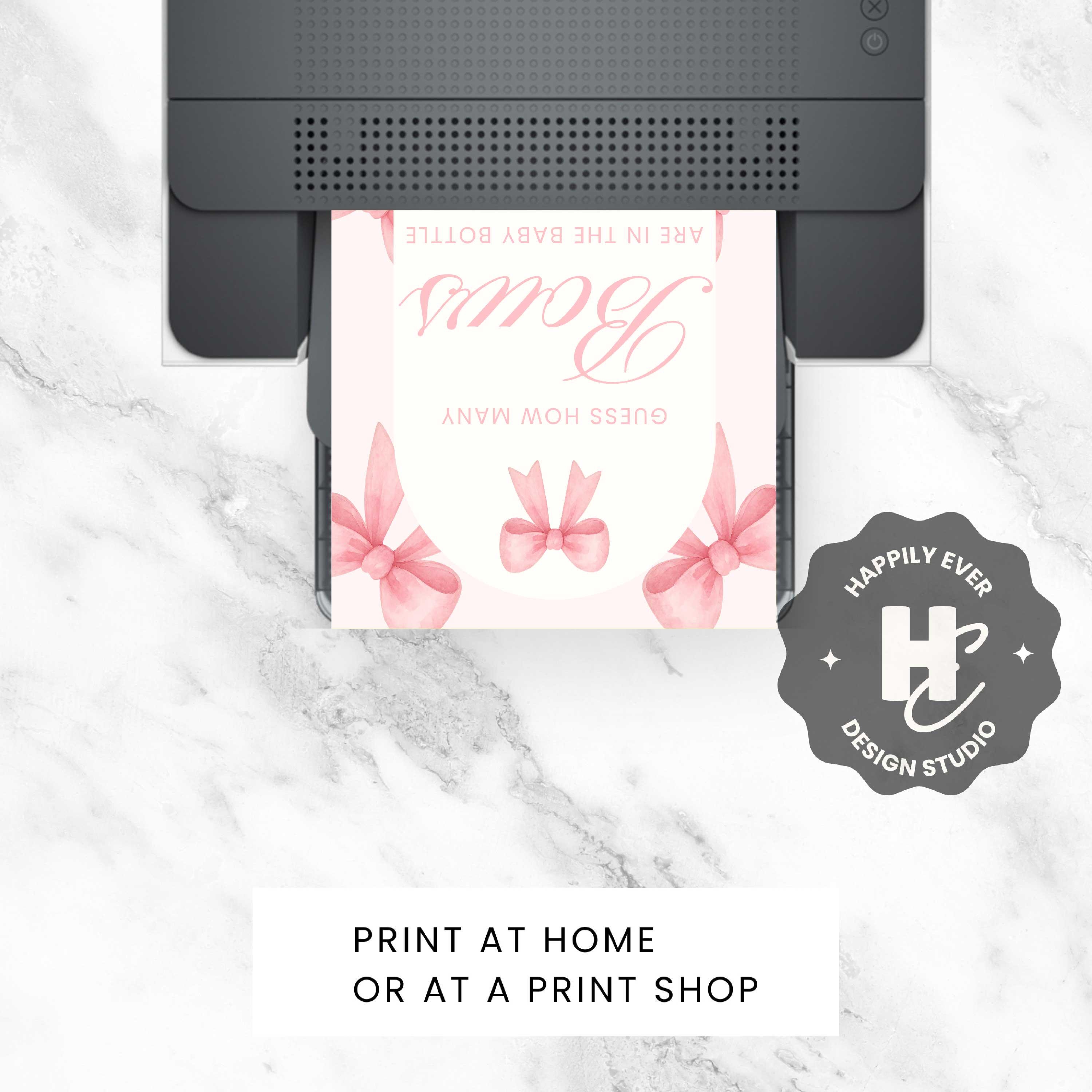 Guess How Many Bows in the Bottle Game, Pink Bow Baby Shower, Bow ...