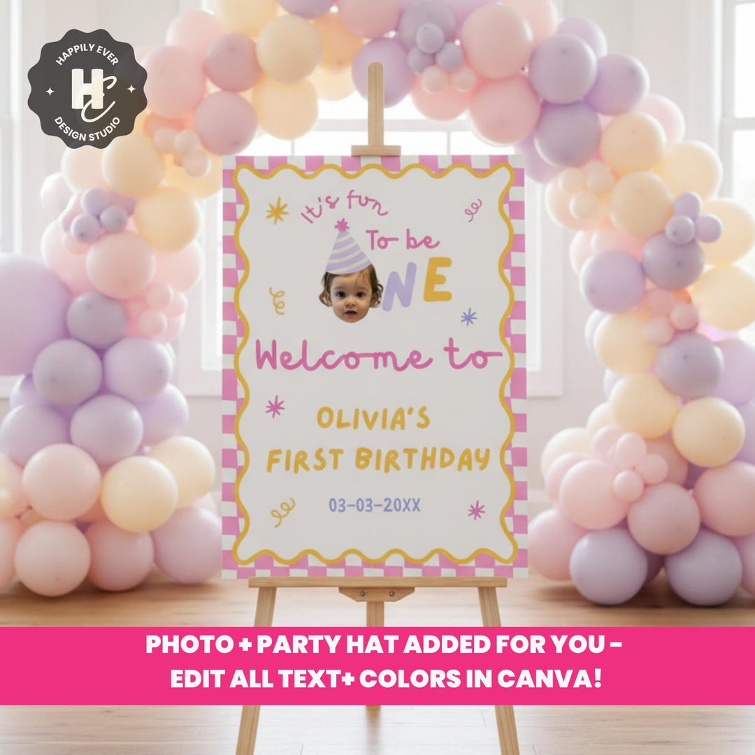 Fun to Be One 1st Birthday Welcome Sign, Colorful First Birthday Decor ...