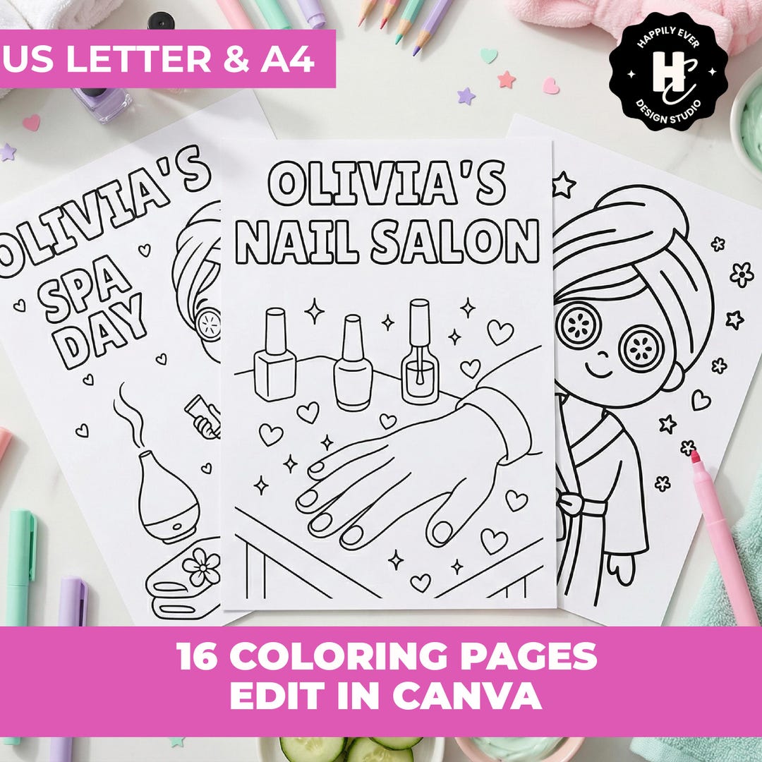 Girls Spa Party Coloring Pages , Sleepover Coloring , Pamper Birthday ...