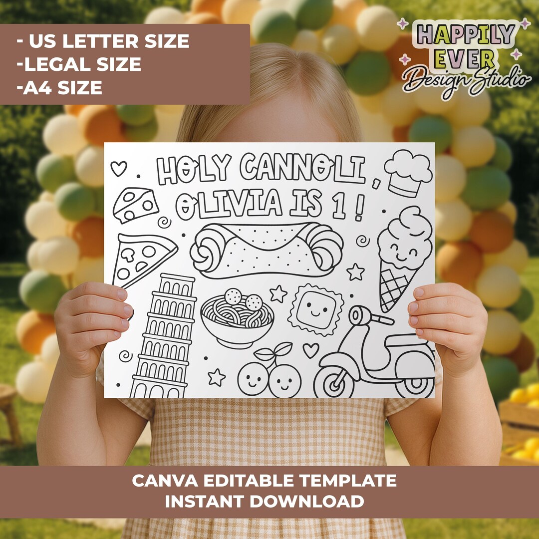 Holy Cannoli Birthday Coloring Sheet , Italian Birthday Activity , Holy ...