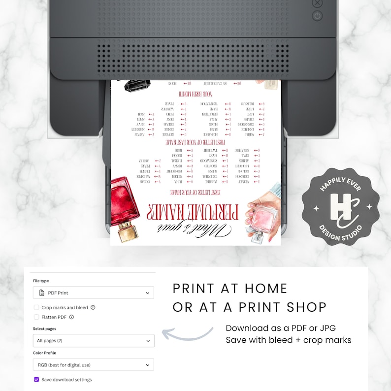 What's Your Perfume Name Game , Printable Perfume Themed Game, Party ...