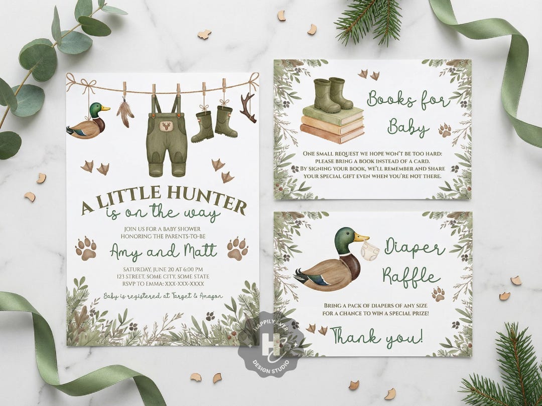 Duck Hunting Baby Shower Invitation Bundle , A Little Hunter Invite ...