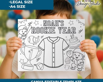 Rookie Year Birthday Coloring Page | First Birthday Activity | First ...