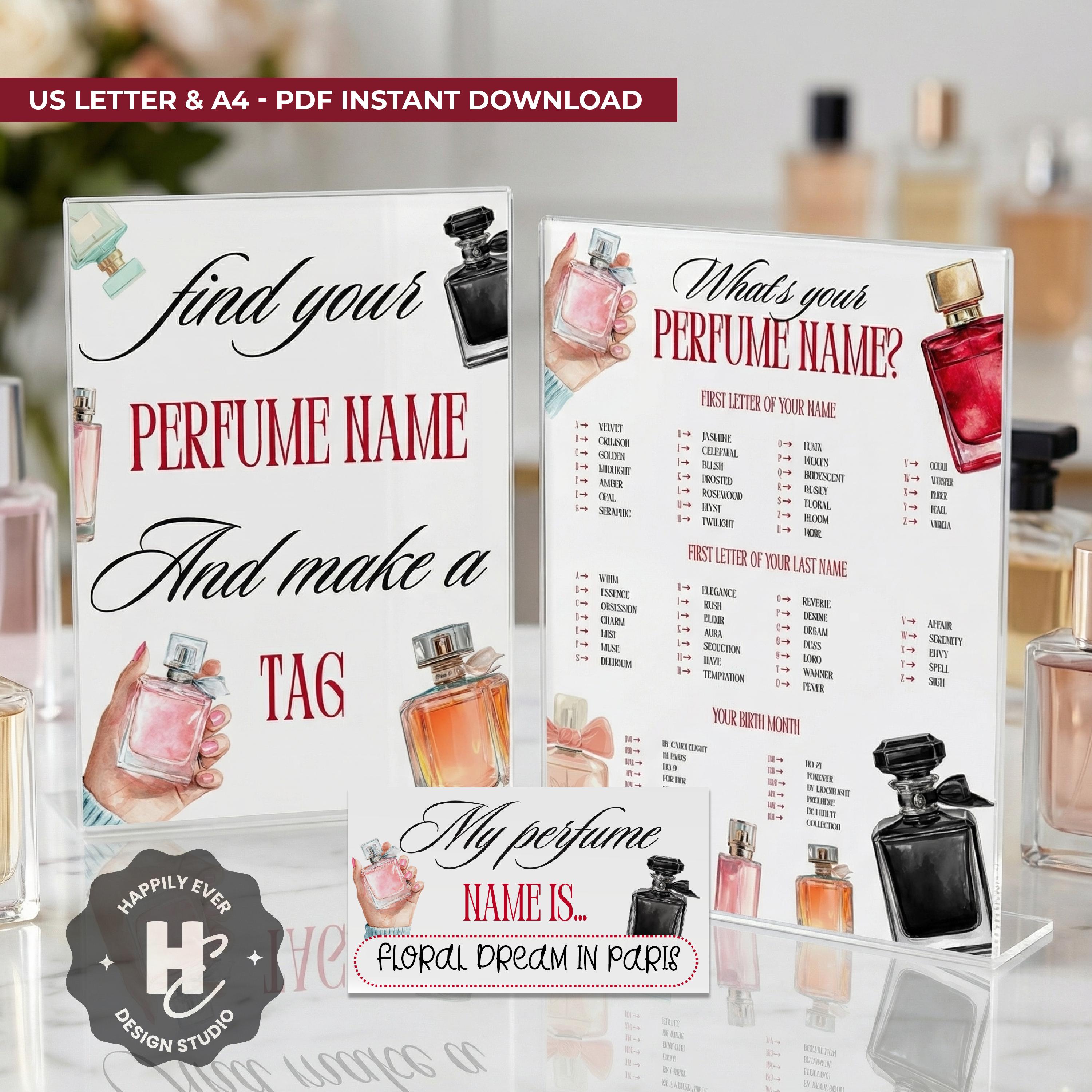 What's Your Perfume Name Game , Printable Perfume Themed Game, Party ...