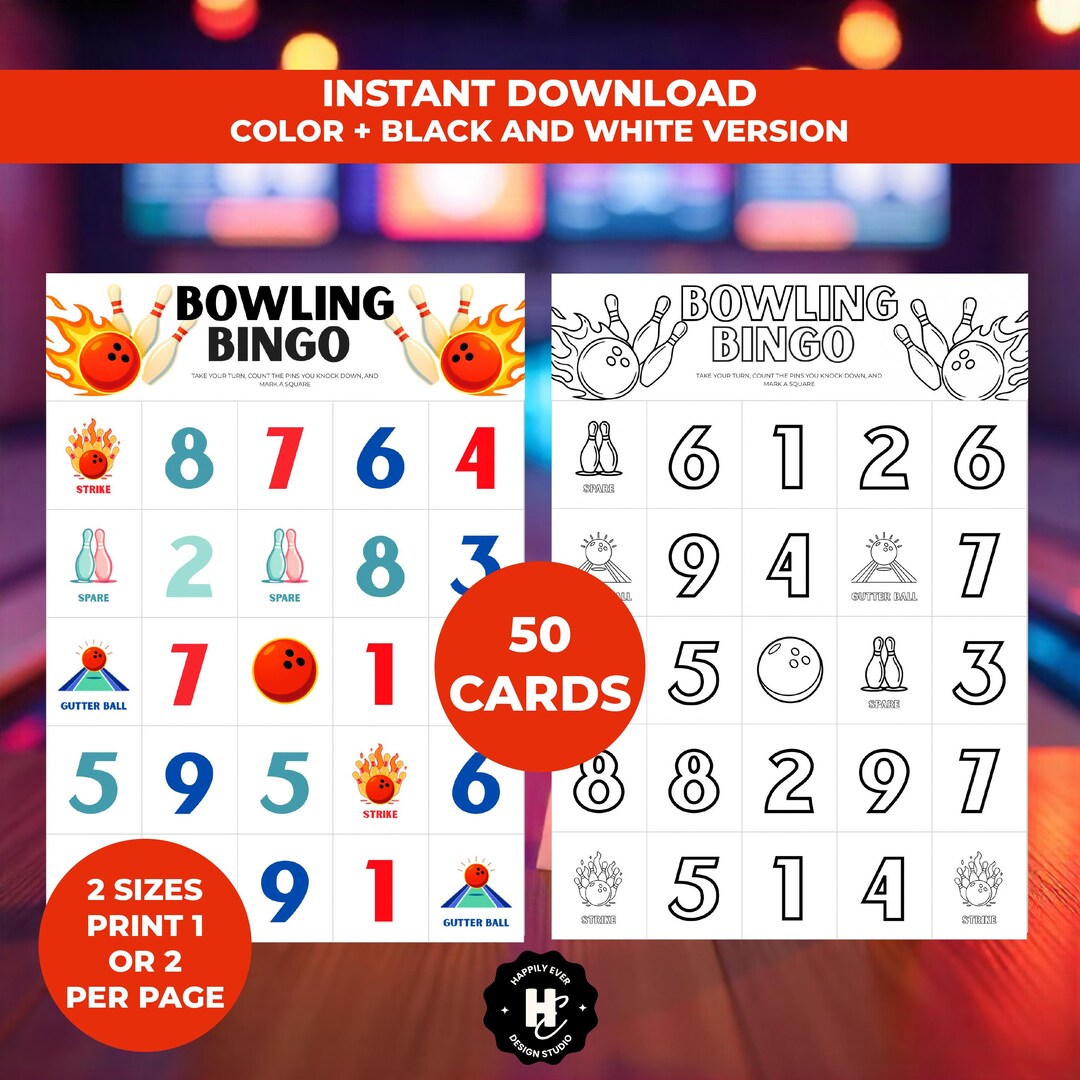 Bowling Bingo Printable Game , Bowling Birthday Game , Kid's Printable ...