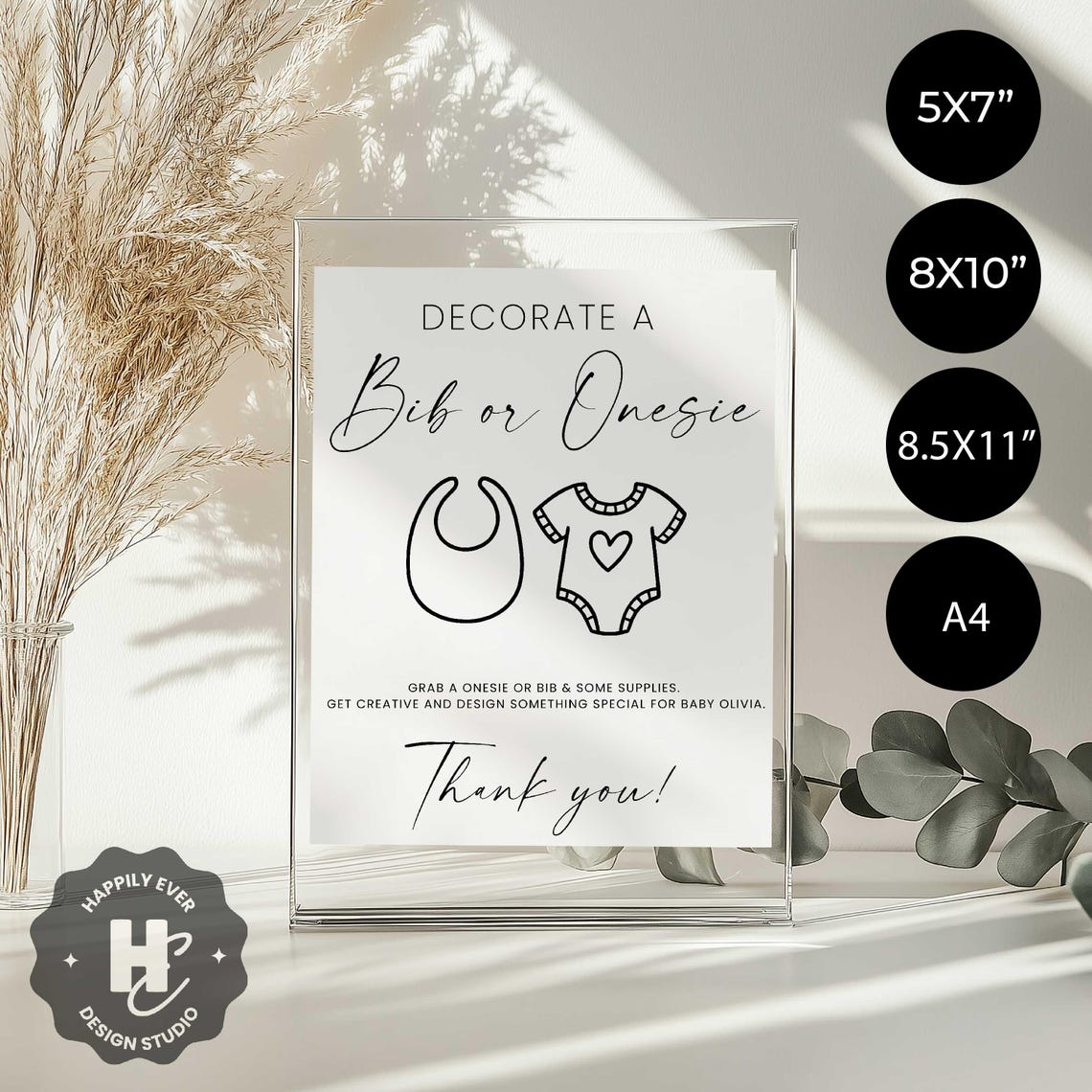 Decorate a Bib or Onesie Sign Editable , Onesie Decorating Station ...