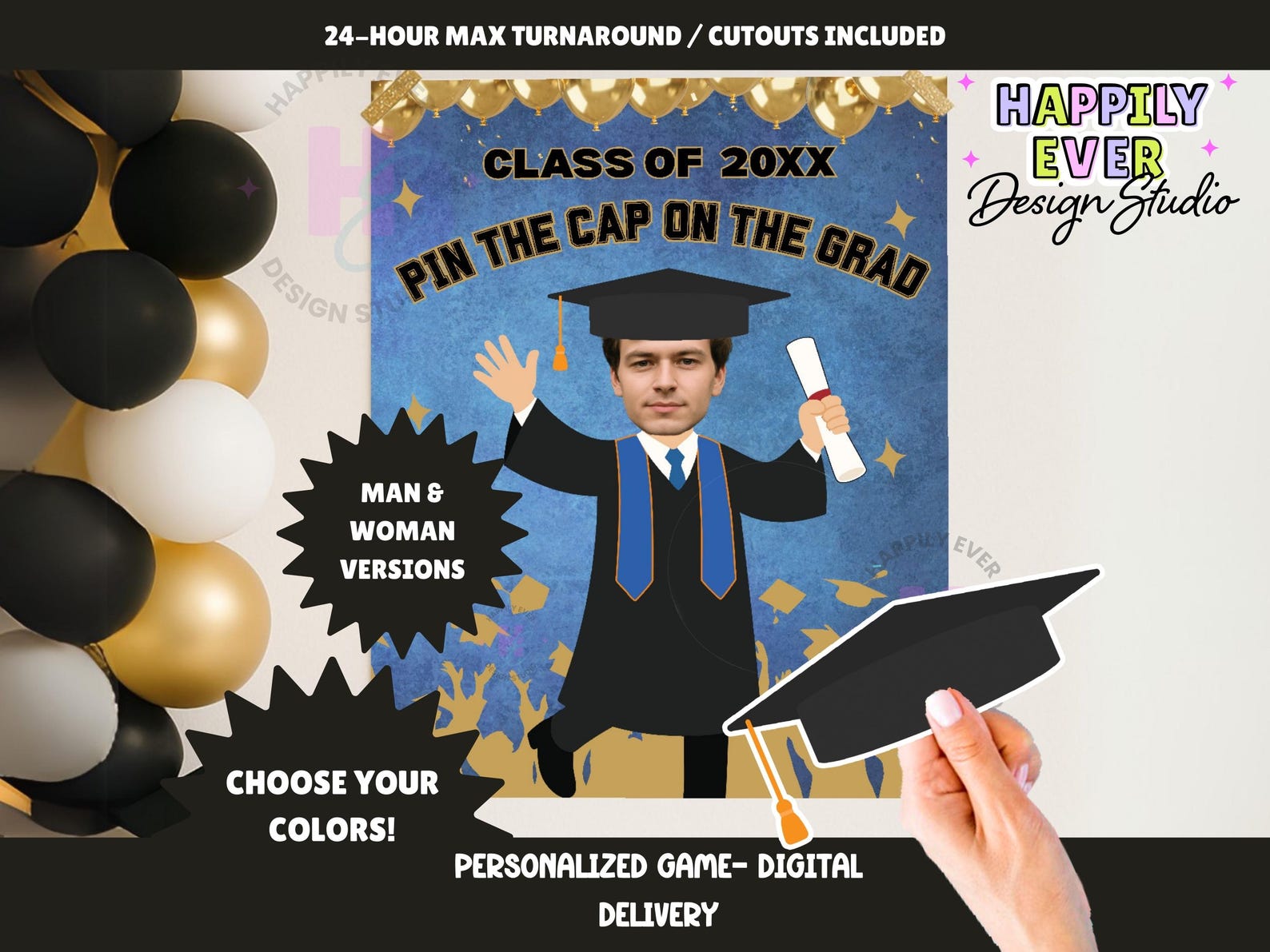 Graduate Face Party Game | Graduation Personalized Photo Decor ...
