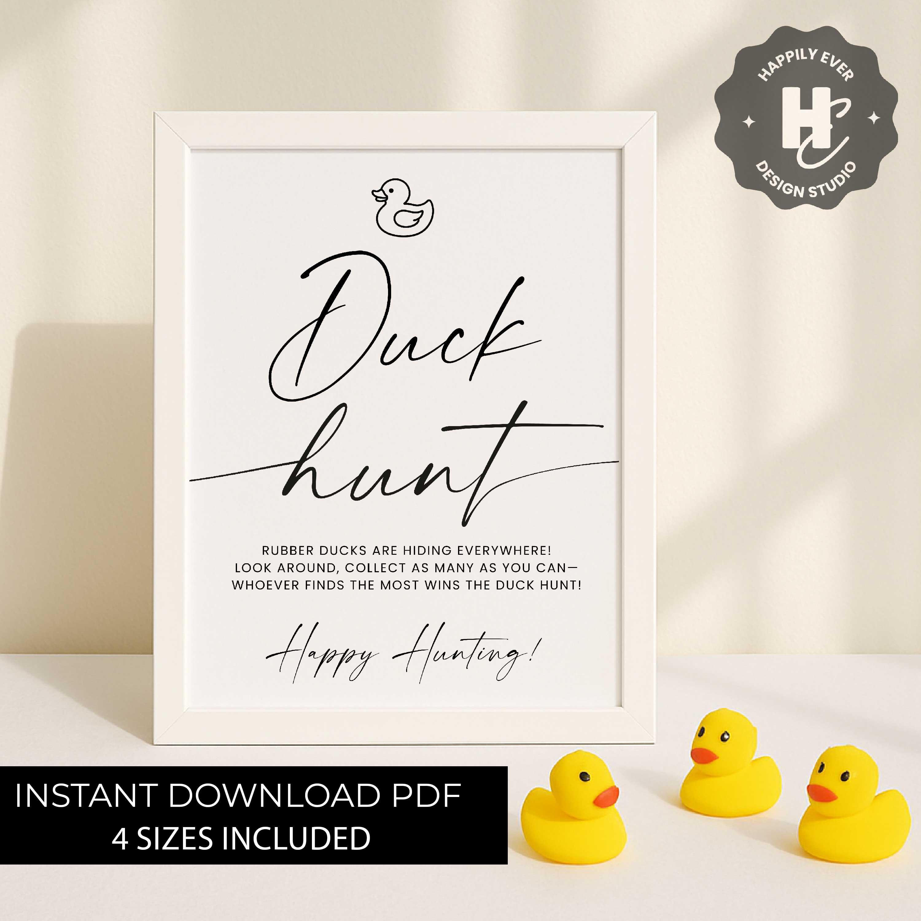 Duck Hunt Baby Shower Game Sign, Find the Rubber Ducky, Find Rubber ...