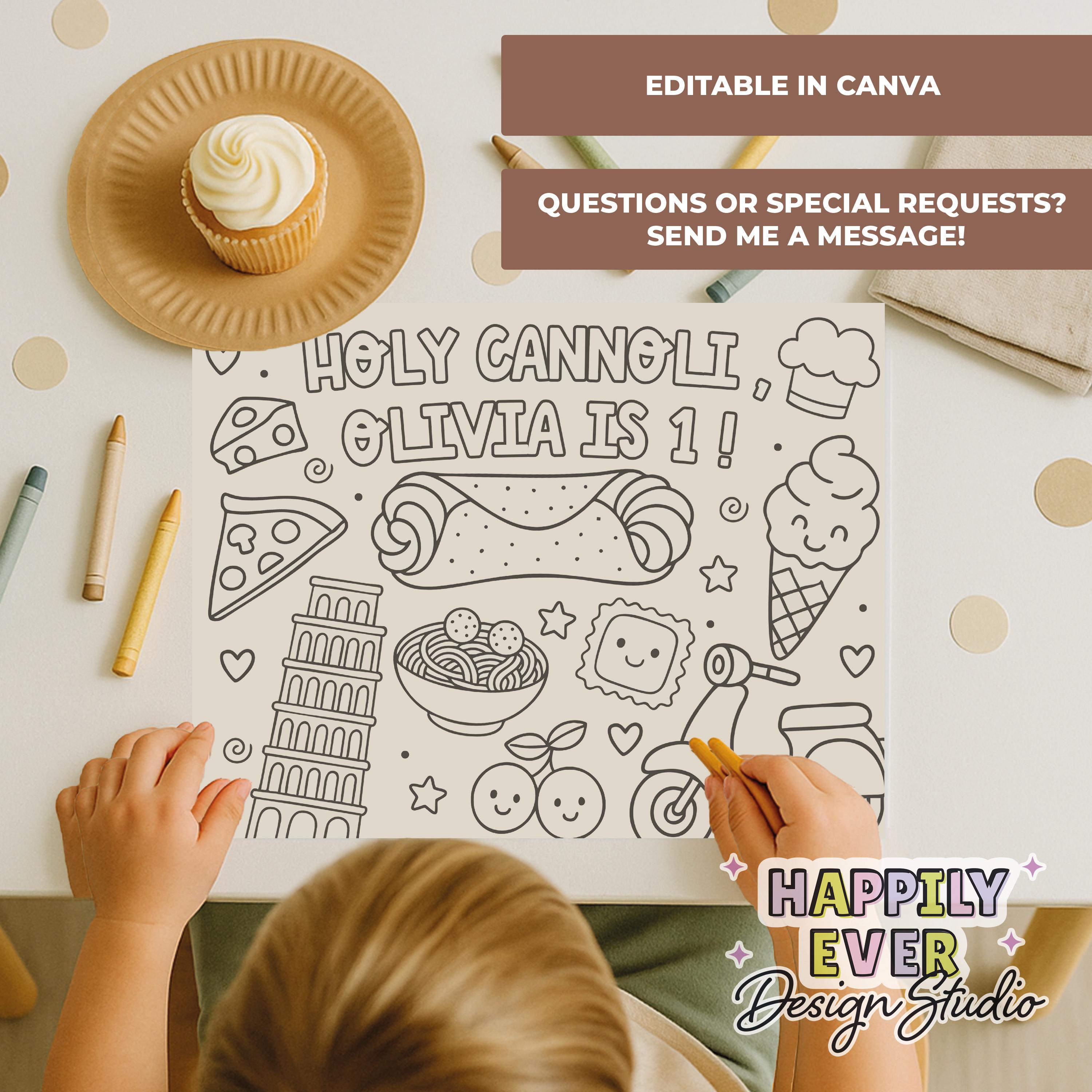 Holy Cannoli Birthday Coloring Sheet , Italian Birthday Activity , Holy ...