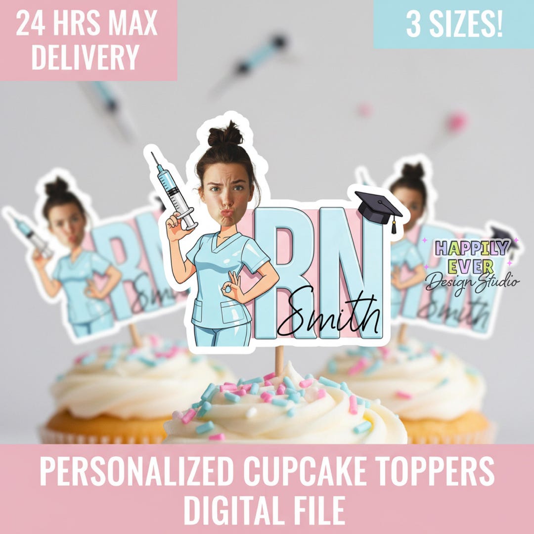 Nurse Graduation Cupcake Toppers for RN School Graduation Party ...