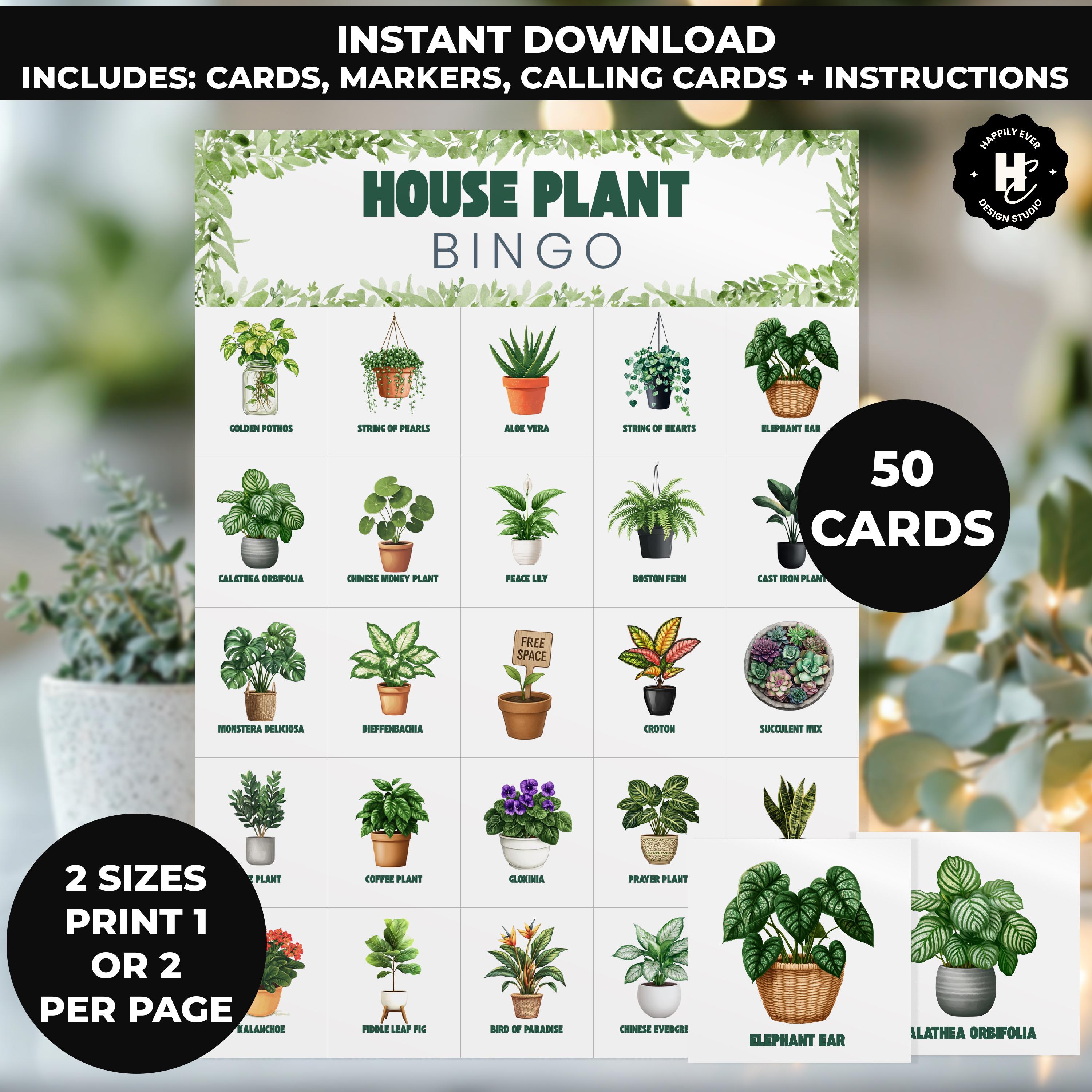House Plant Bingo Game , Plant Lover Green Bingo Game Cards , Fun ...