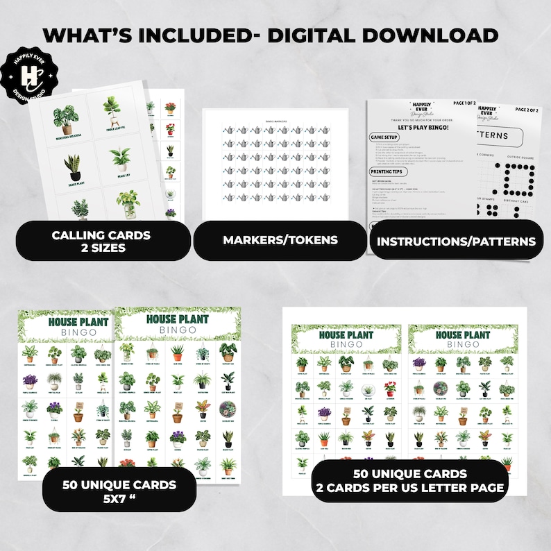 House Plant Bingo Game , Plant Lover Green Bingo Game Cards , Fun ...