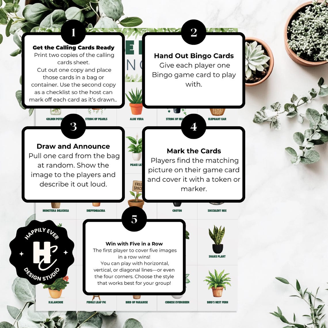 House Plant Bingo Game , Plant Lover Green Bingo Game Cards , Fun ...