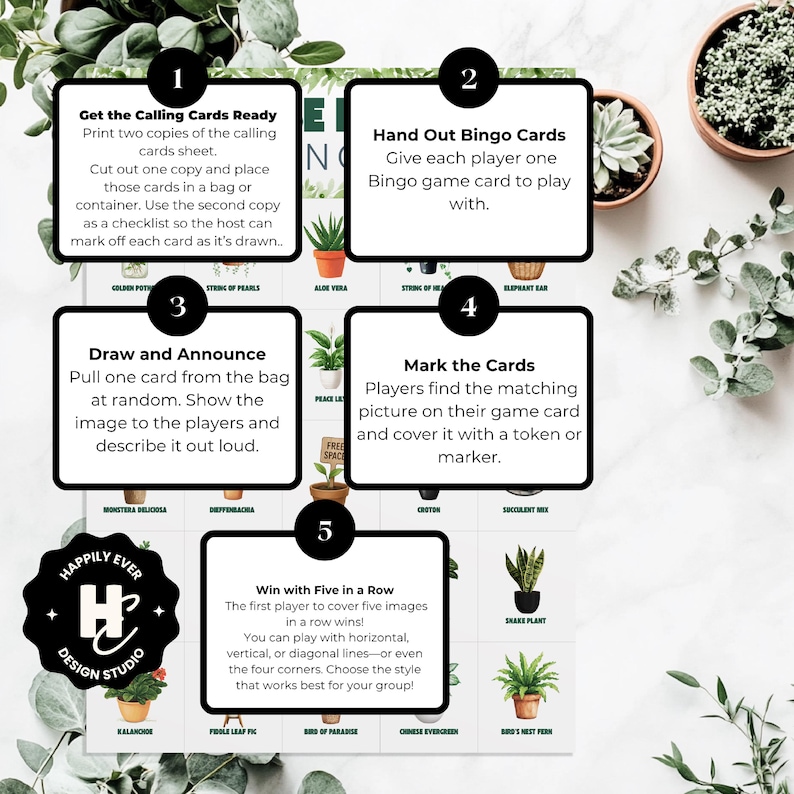 House Plant Bingo Game , Plant Lover Green Bingo Game Cards , Fun ...