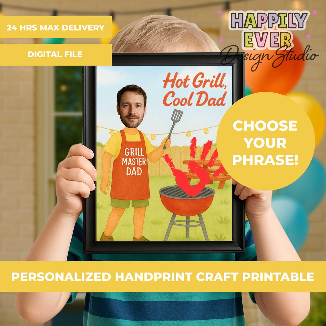 Father's Day Grill Master Handprint Craft Card ,father's Day BBQ ...