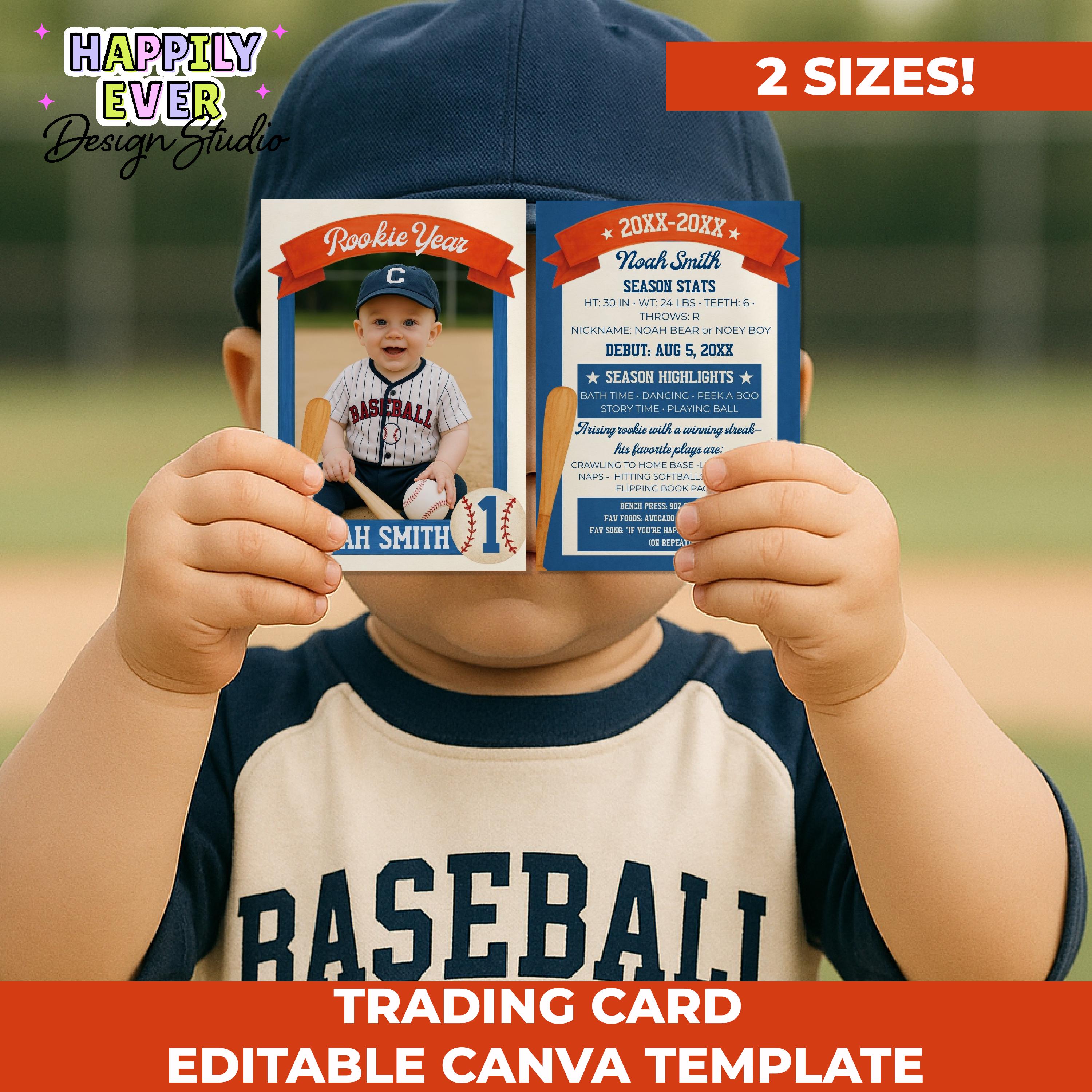 Rookie of the Year 1st Birthday Trading Card, Baseball Players Card ...