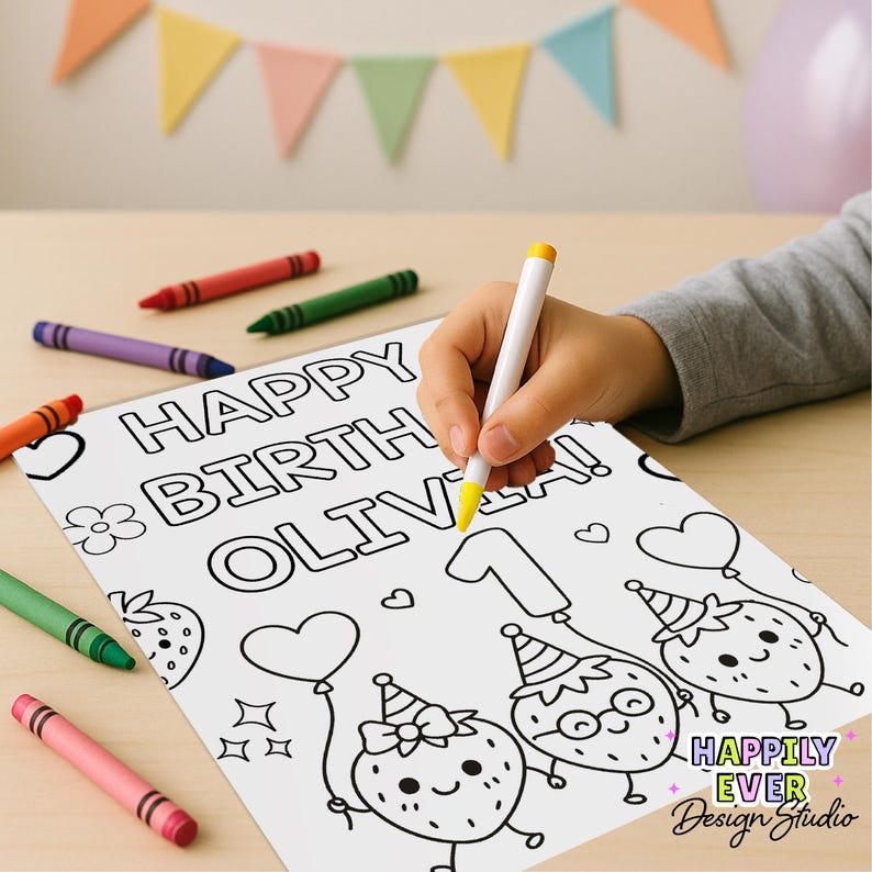 Berry 1st Birthday Coloring Page, Berry Sweet One Personalized Birthday ...