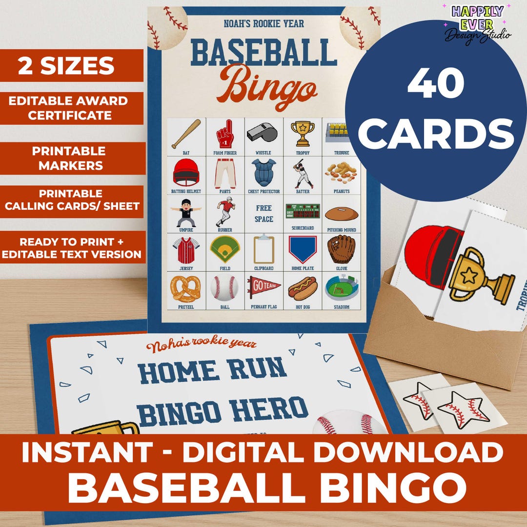 Baseball Bingo, Printable Baseball Bingo Cards, Baseball Games ...