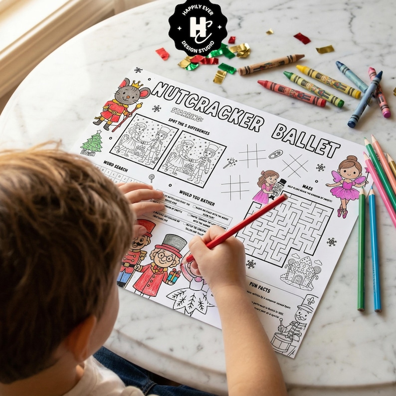 Nutcracker Ballet Kids Activity Placemat , Nutcracker Coloring Page ...