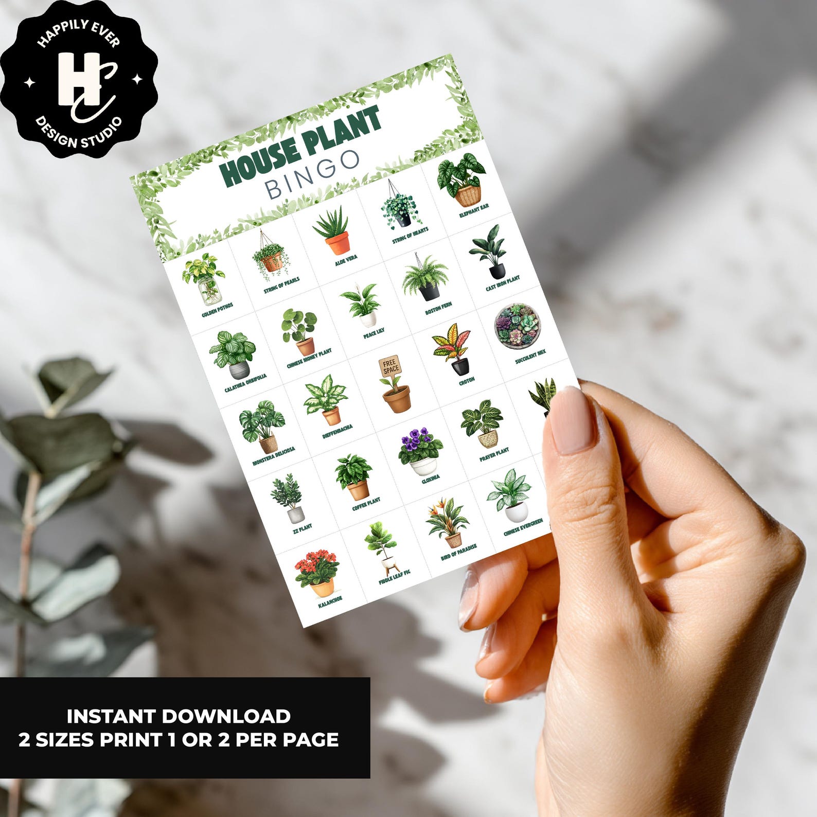 House Plant Bingo Game , Plant Lover Green Bingo Game Cards , Fun ...