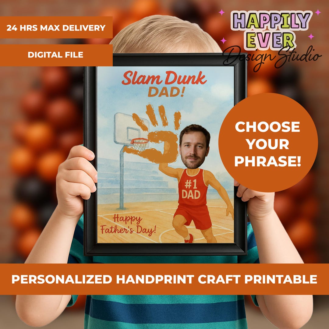Father's Day Basketball Handprint Art Craft , Slam Dunk Basketball ...