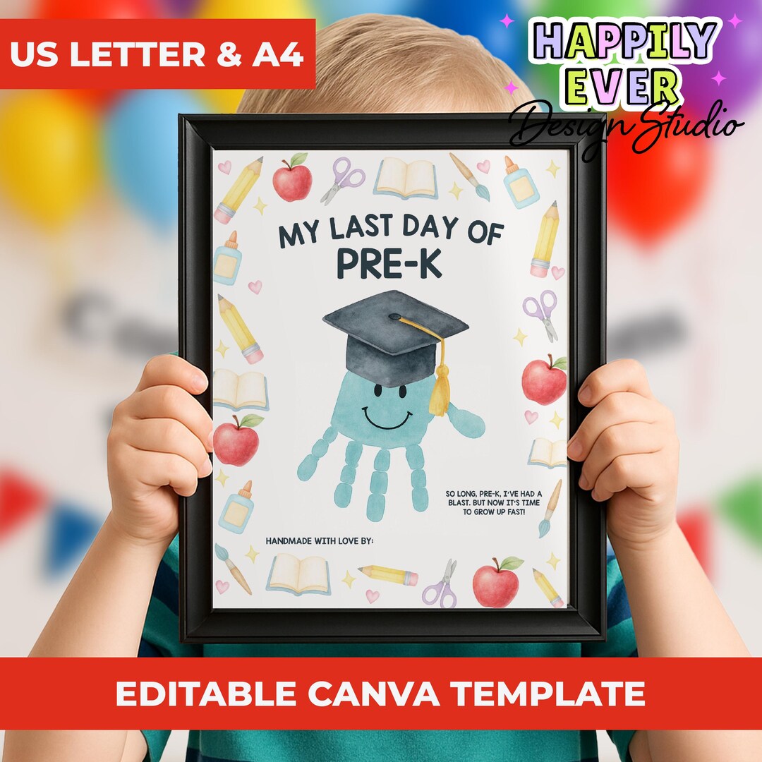 Preschool End of School Year Handprint Art , Last Day Pre K Gift, Last ...
