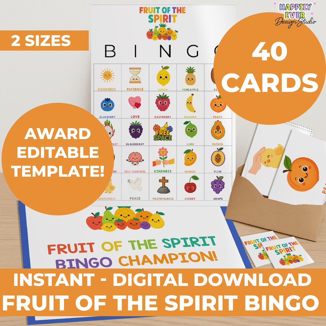 Fruit of the Spirit Bingo, Bible Bingo, Fruit of the Spirit Bingo Cards ...
