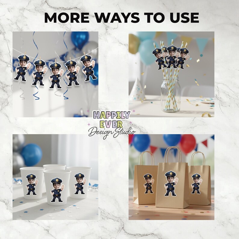 Police Officer Personalized Face Cupcake Toppers ,police Party Theme ...