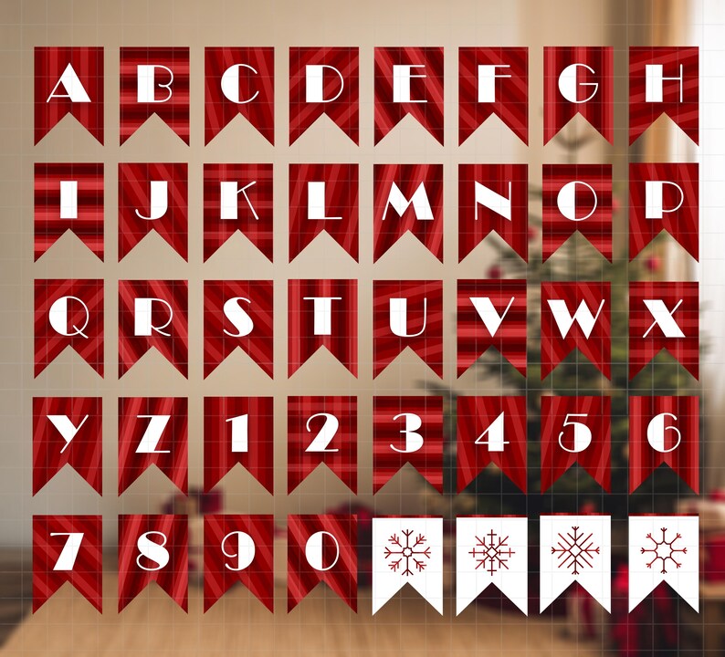 Christmas Banner Printable, Letters Banner A-Z Clipart, Alphabet Banner ...
