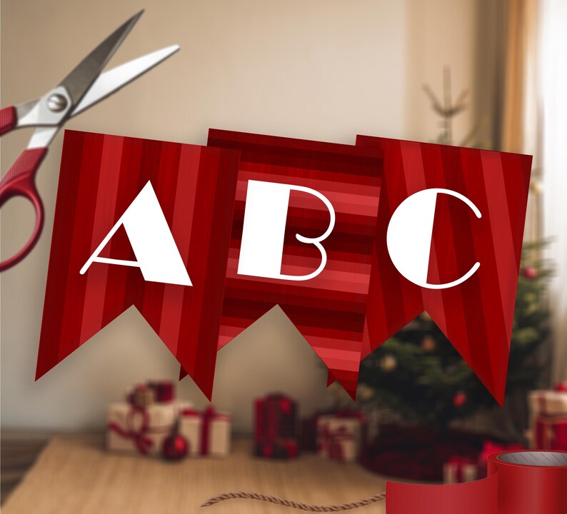 Christmas Banner Printable, Letters Banner A-Z Clipart, Alphabet Banner ...