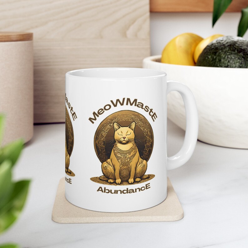 Golden Cat Mug,meowmaste Mug,zen Meditation Namaste,abundance in Every ...