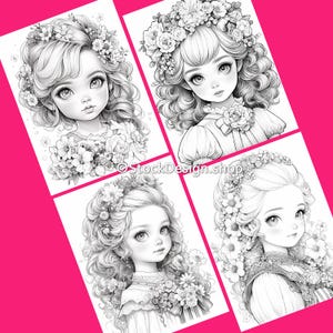 Coloring Book Flower Girl 30 Printable Files Instant Download Botanical ...