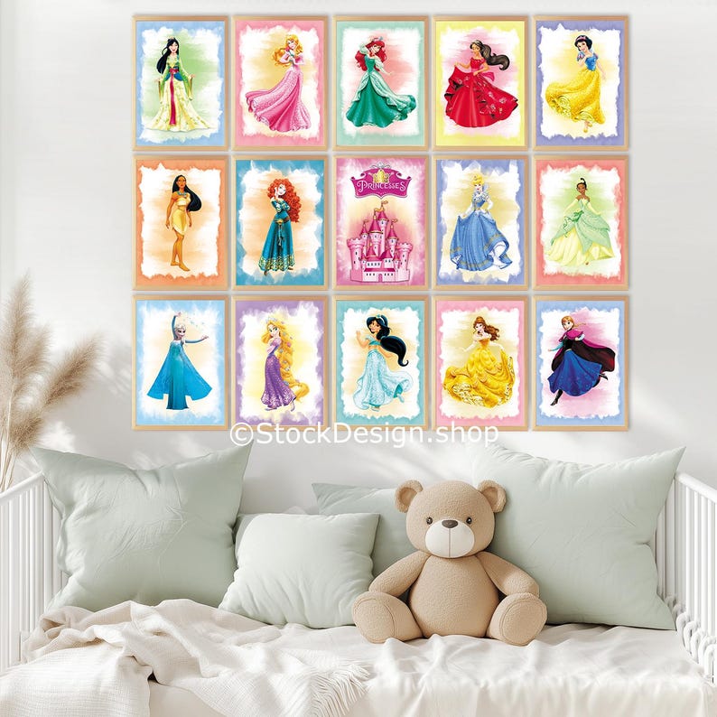 Set of 14 Princesses Printable Watercolor Posters, Princess Pictures ...