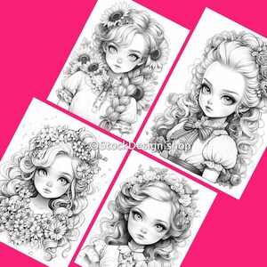 Coloring Book Flower Girl 30 Printable Files Instant Download Botanical ...