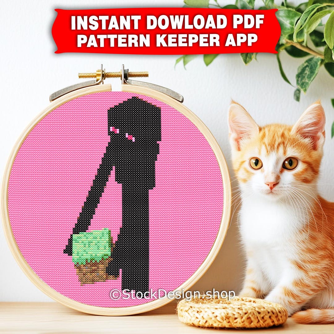 Minecraft-themed Enderman Cross Stitch Pattern PDF File Minecrafter ...