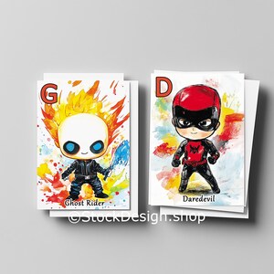 Cute Superheroes Alphabet Сards for Kids ABC Posters Printable Alphabet ...