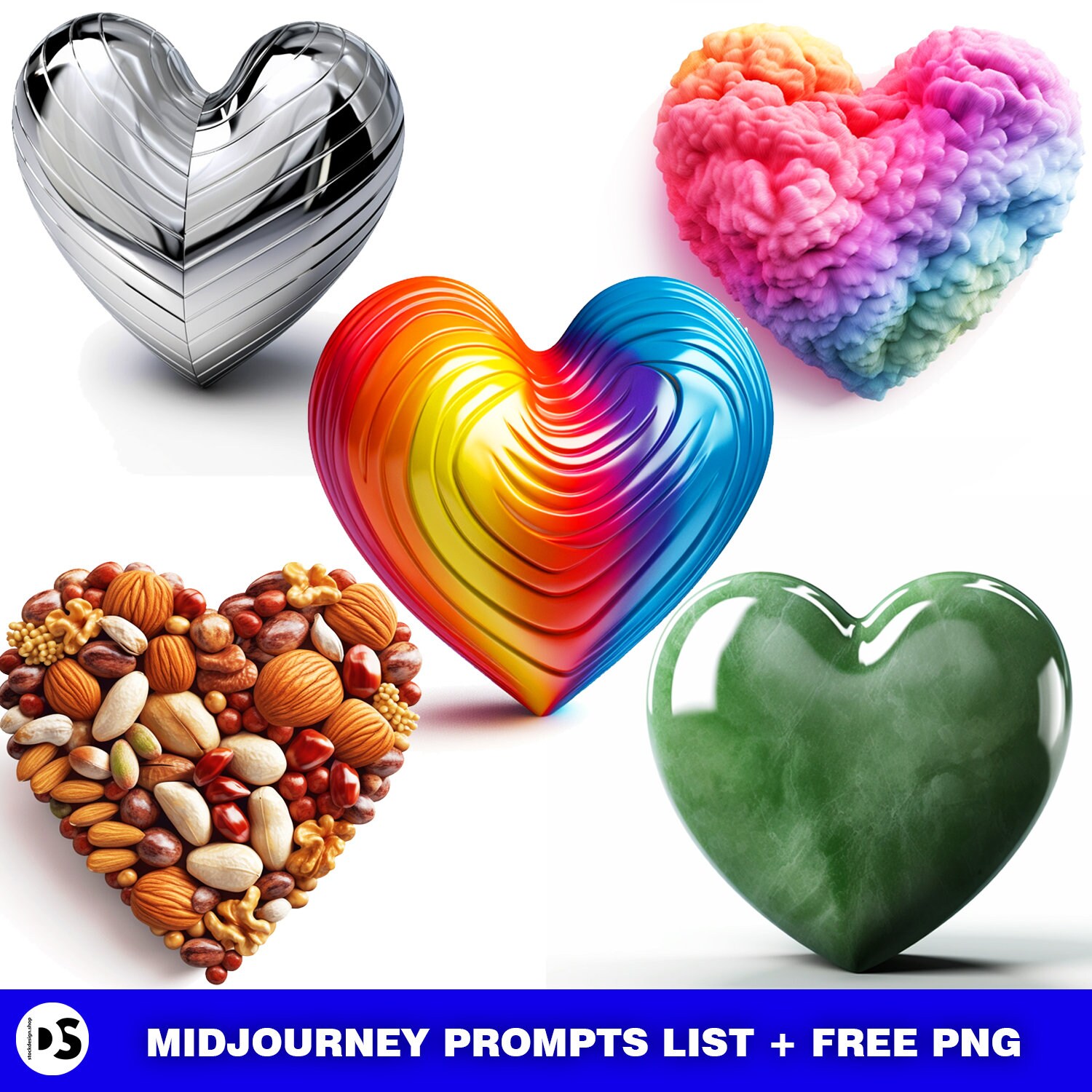 80 Midjourney Prompt for Valentine's Day Heart Clipart - Etsy