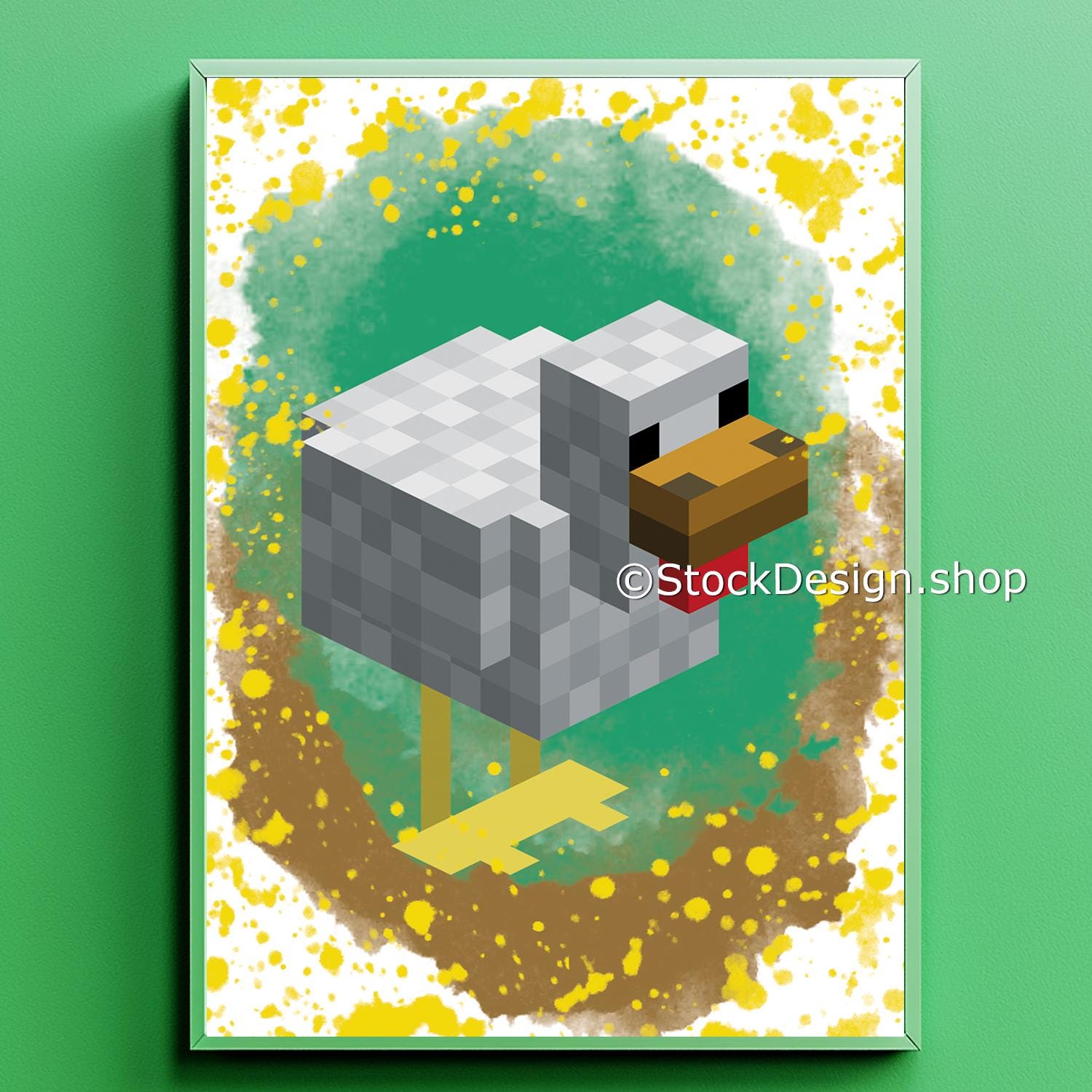10 Minecraft-themed Friendly Animals Printable Files: Wall Decor for ...