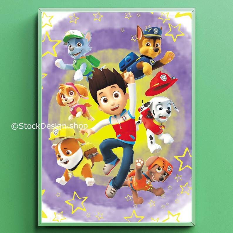 Paw Patrol Printable Posters Set of 10 Digital Prints Watercolor Wall ...