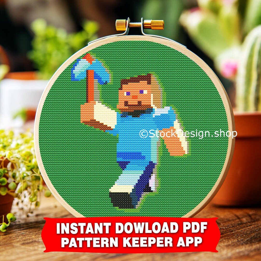 Minecraft-themed Cross Stitch Pattern PDF Files Instant Download Pixel ...