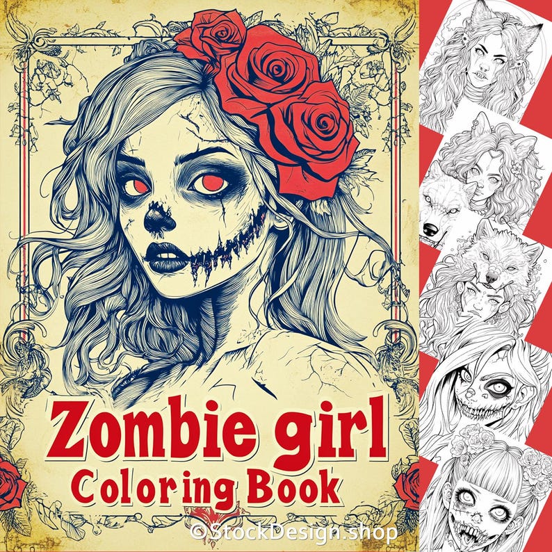 Zombie Girls Coloring Book: 70 Printable Halloween Pages PDF - Etsy