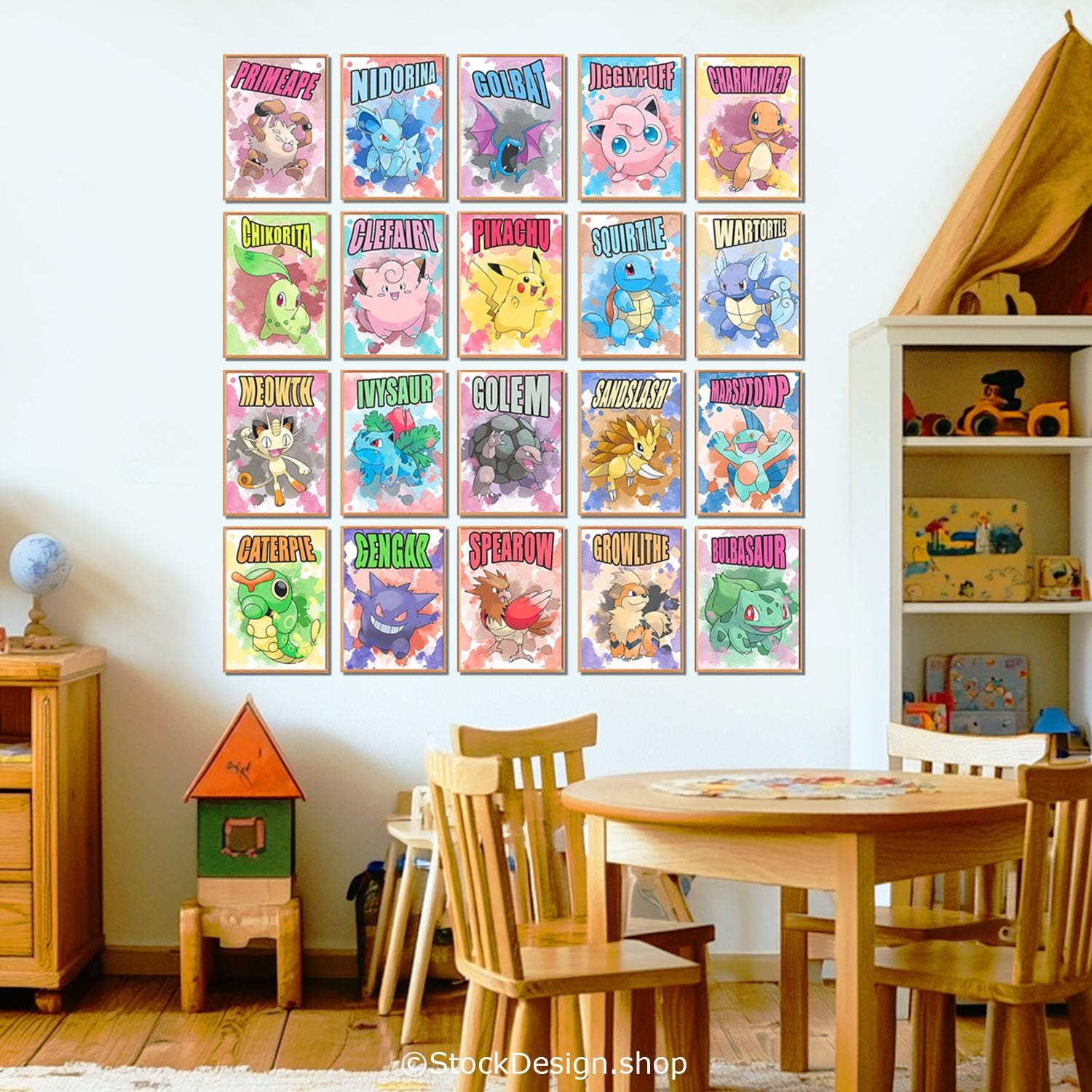 Set of 20 Pokemon Printable Watercolor Posters, Pokemon Pictures ...